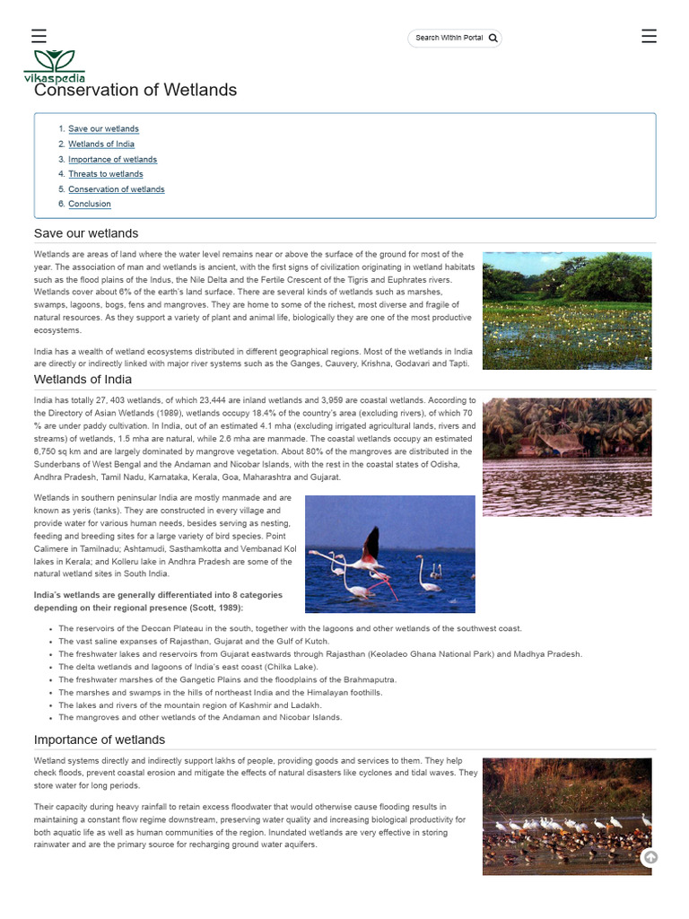 Importance and Conservation of Indian Wetlands | PDF | Wetland | Eutrophication