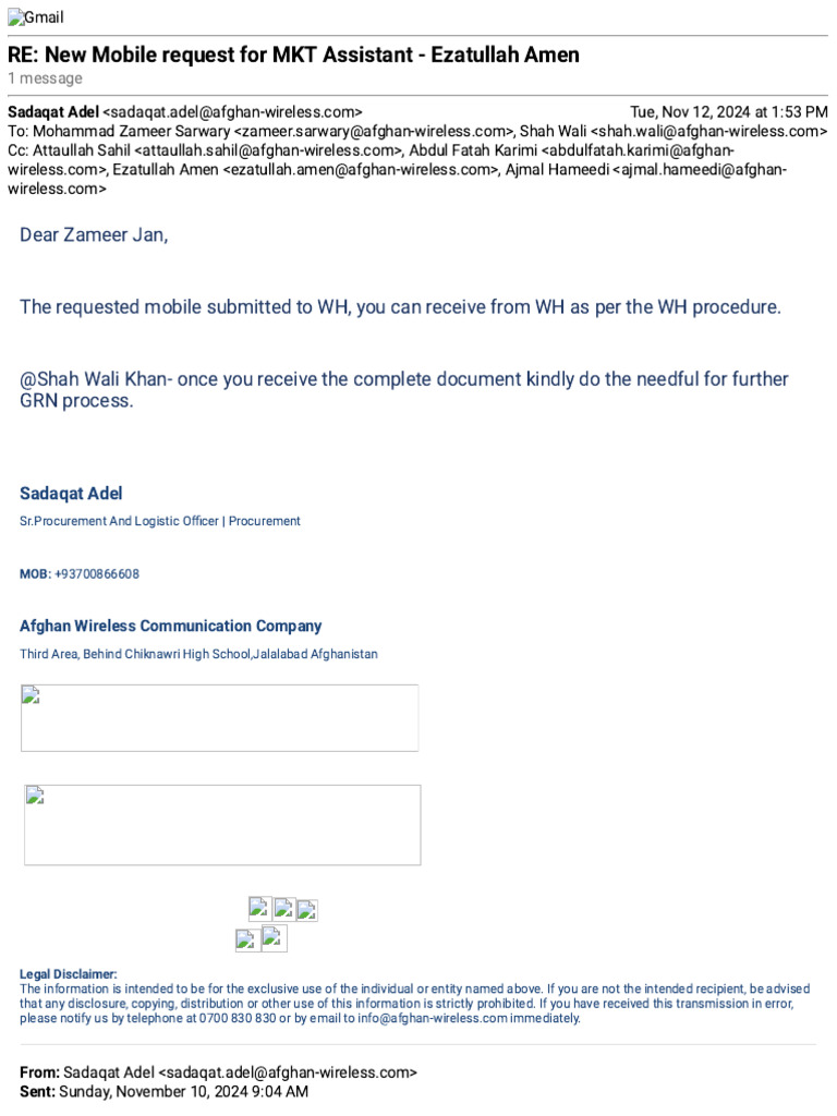 Mobile Request for Marketing Assistant | PDF | Afghanistan | Government ...