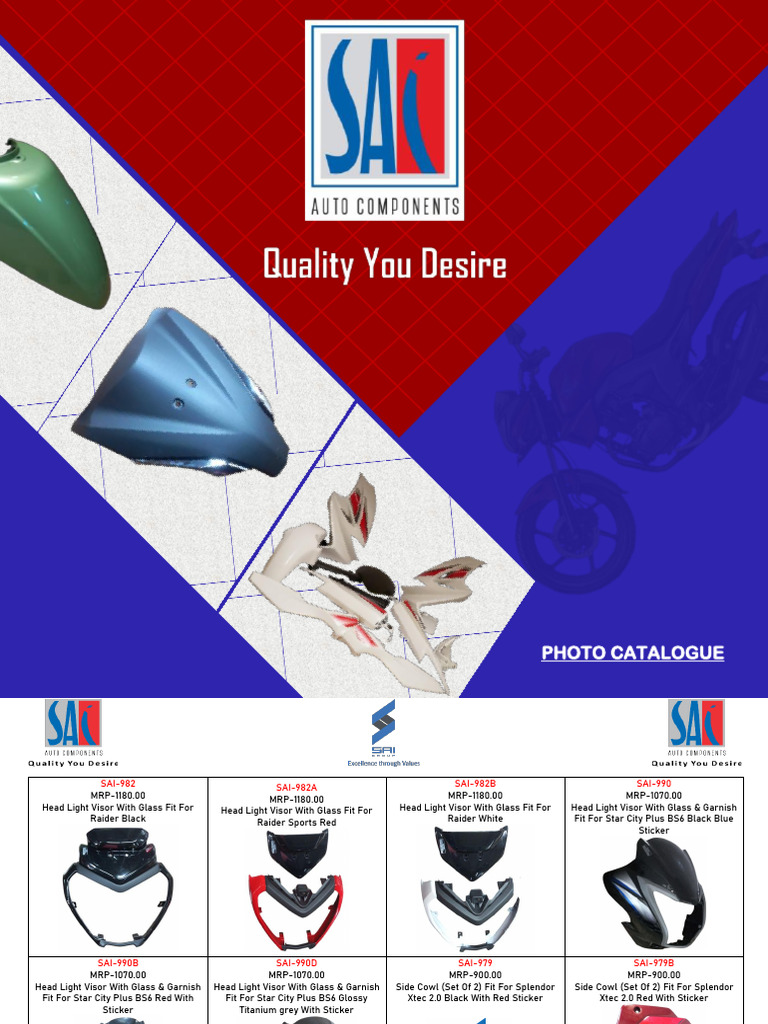 SAI Fiber Parts Price Catalogue | PDF | Land Vehicles | Car
