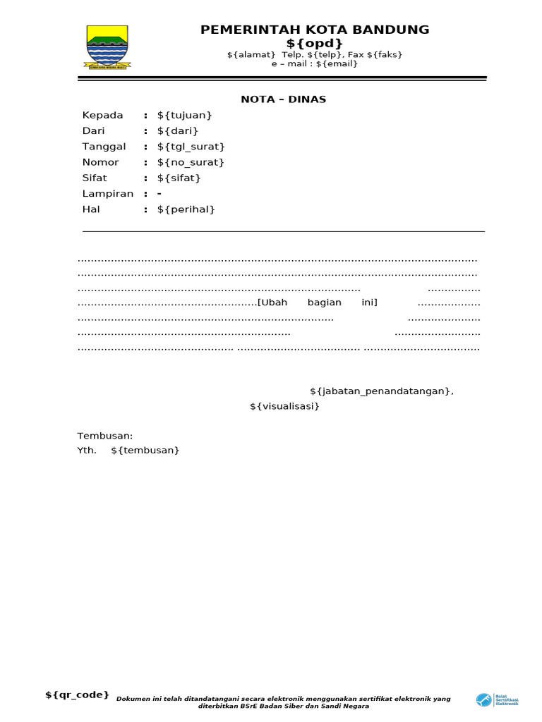 Contoh Nota Dinas Pemerintahan | PDF