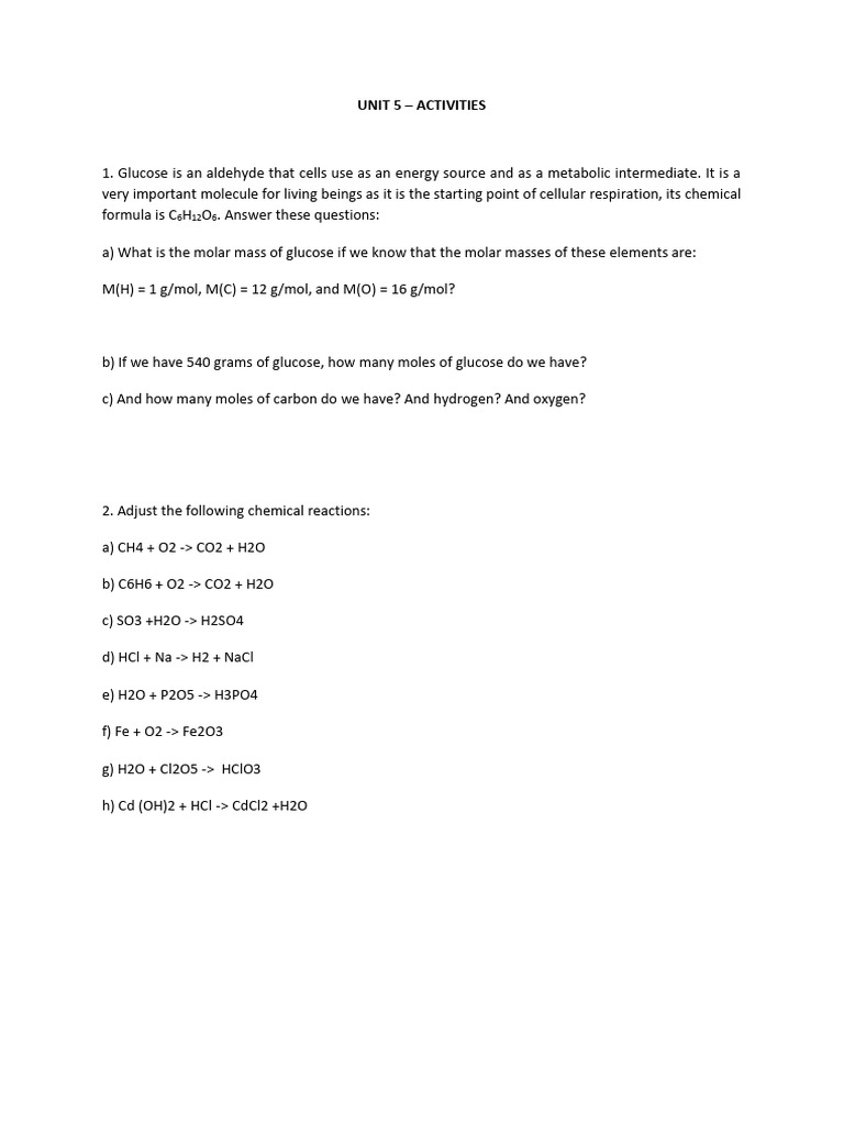 Unit 5 - Revision Activities | PDF