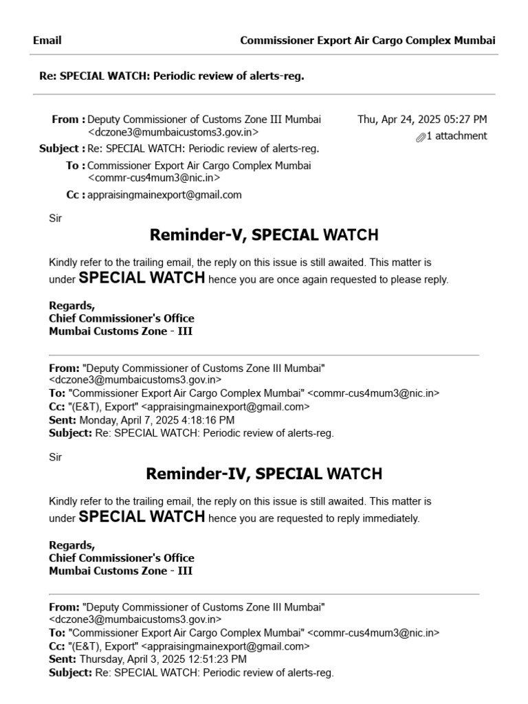 12 - SW-1-Re SPECIAL WATCH Periodic Review of Alerts-Reg. | PDF ...