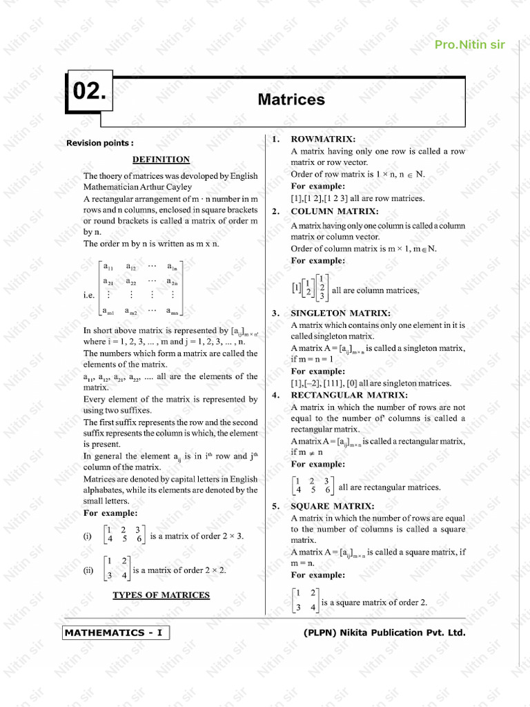 Matrices - MhtCet | PDF