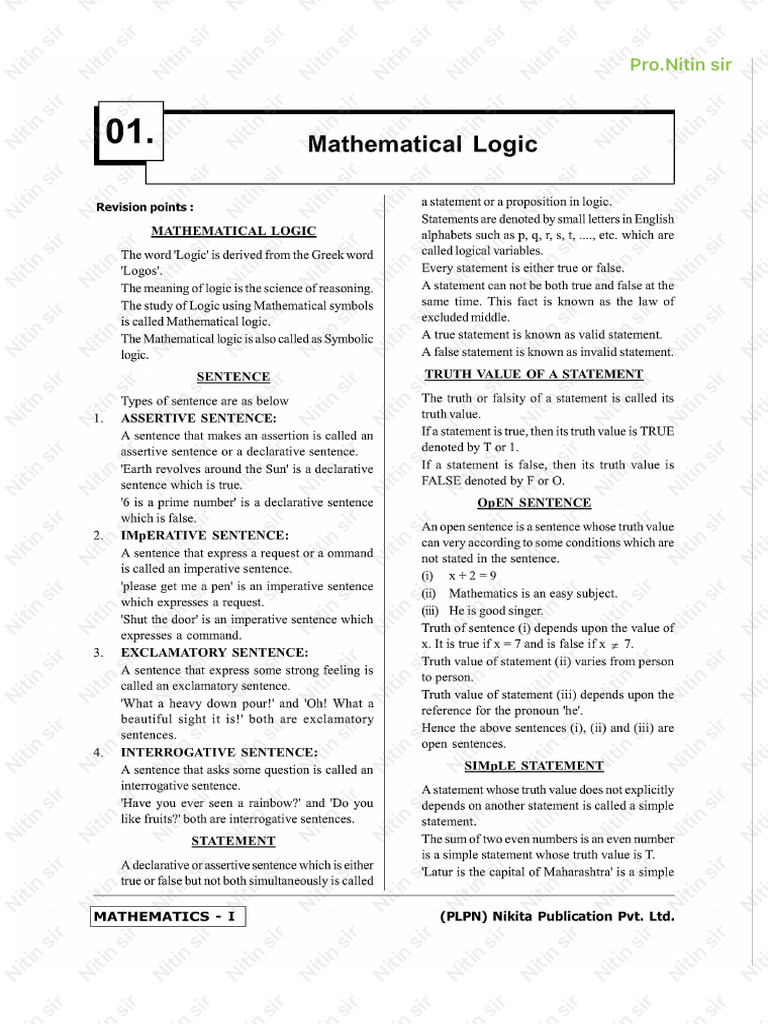 Mathematical Logic - 12th | PDF