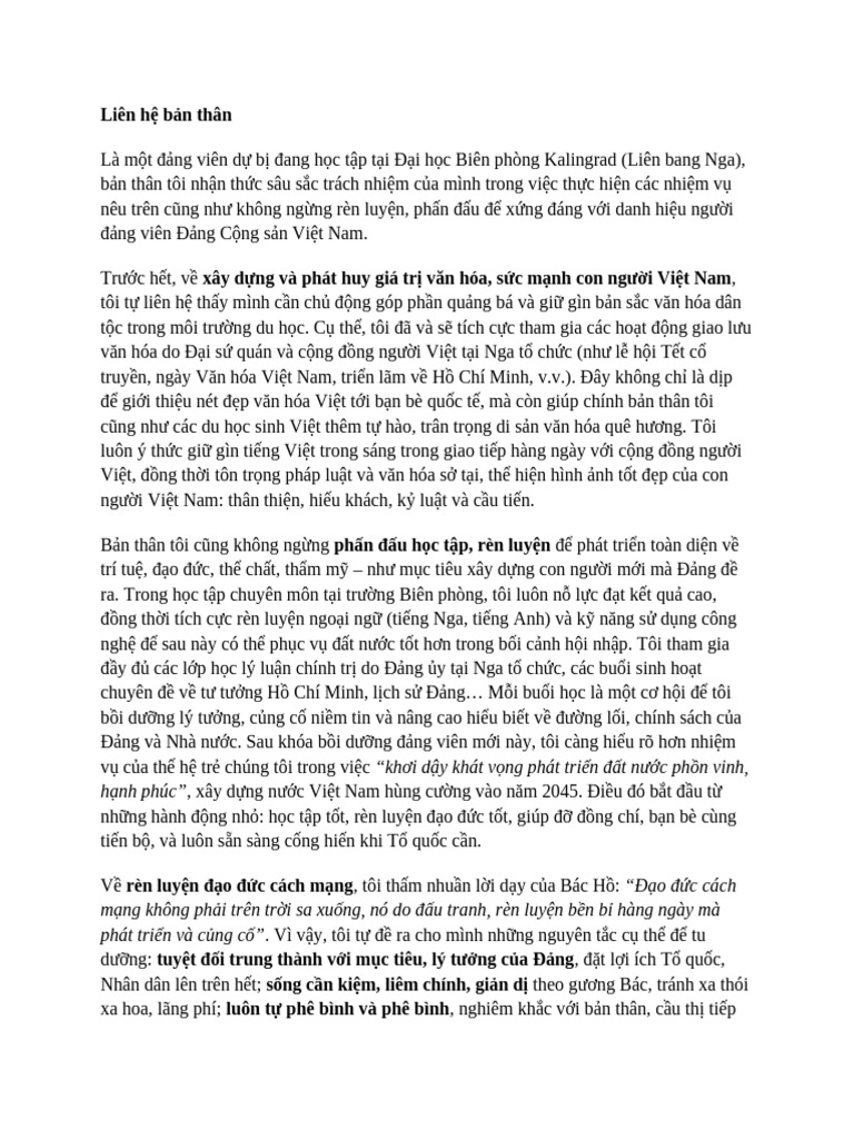 Liên hệ bản thân nha tè iu | PDF