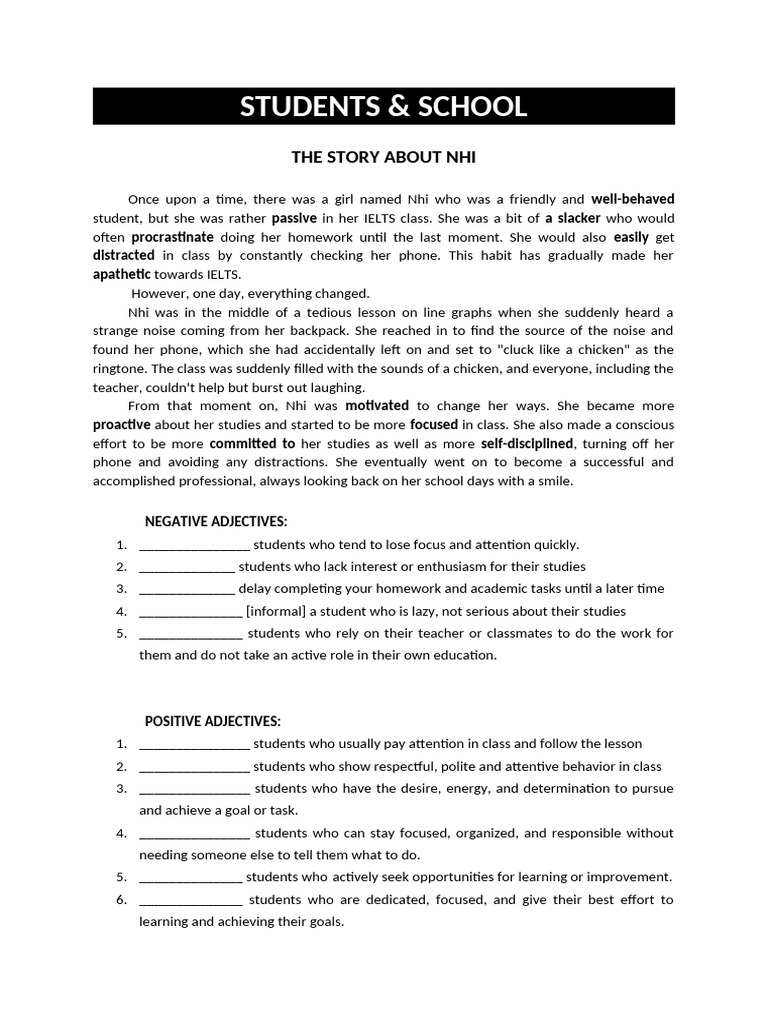 Students & School - WORKSHEET | PDF | Procrastination | Professional Skills