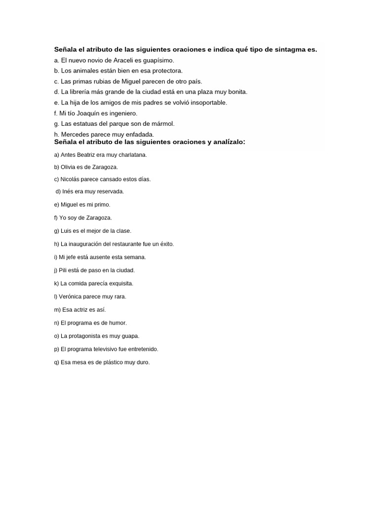 Ejercicio Atributo | PDF