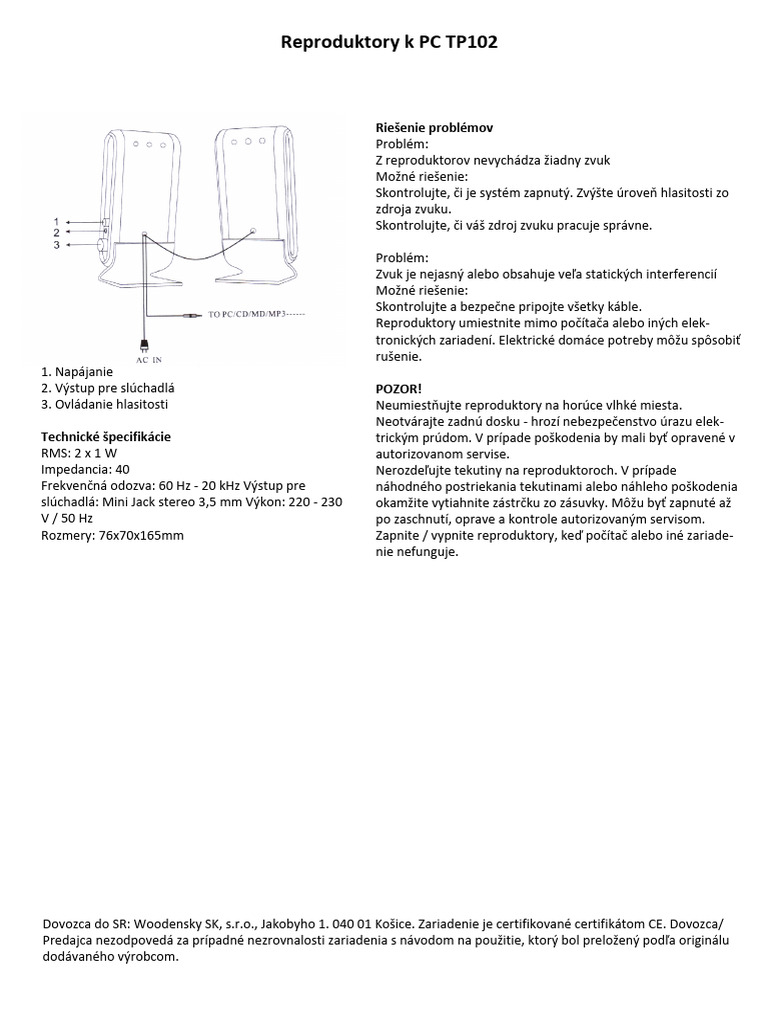 Reproduktory k PC ESPERANZA TP102 | PDF