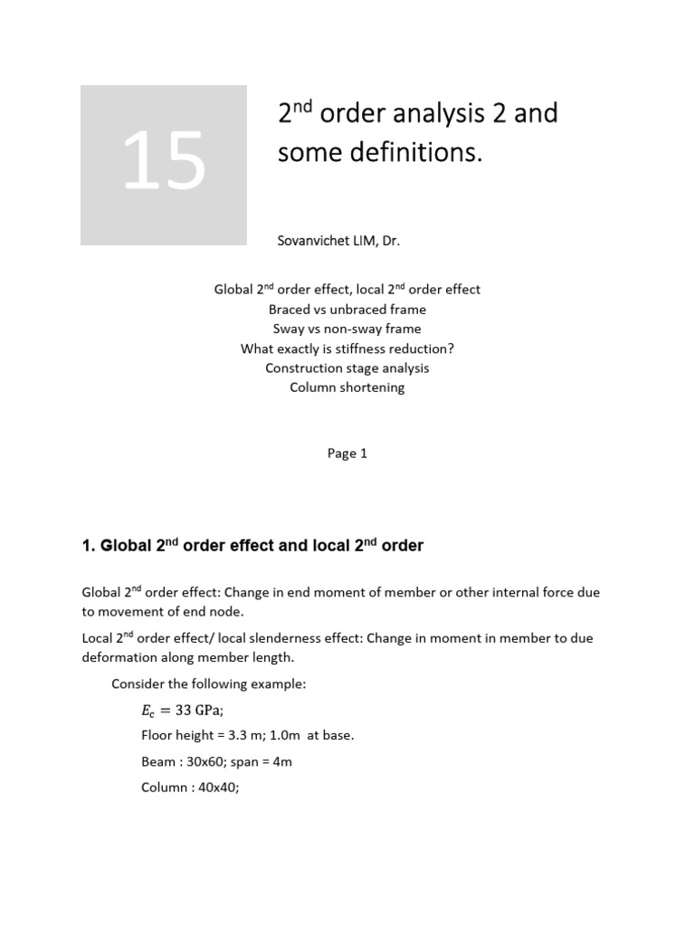 Chapter 15 Second Order Analysis - 2 | PDF | Column | Buckling