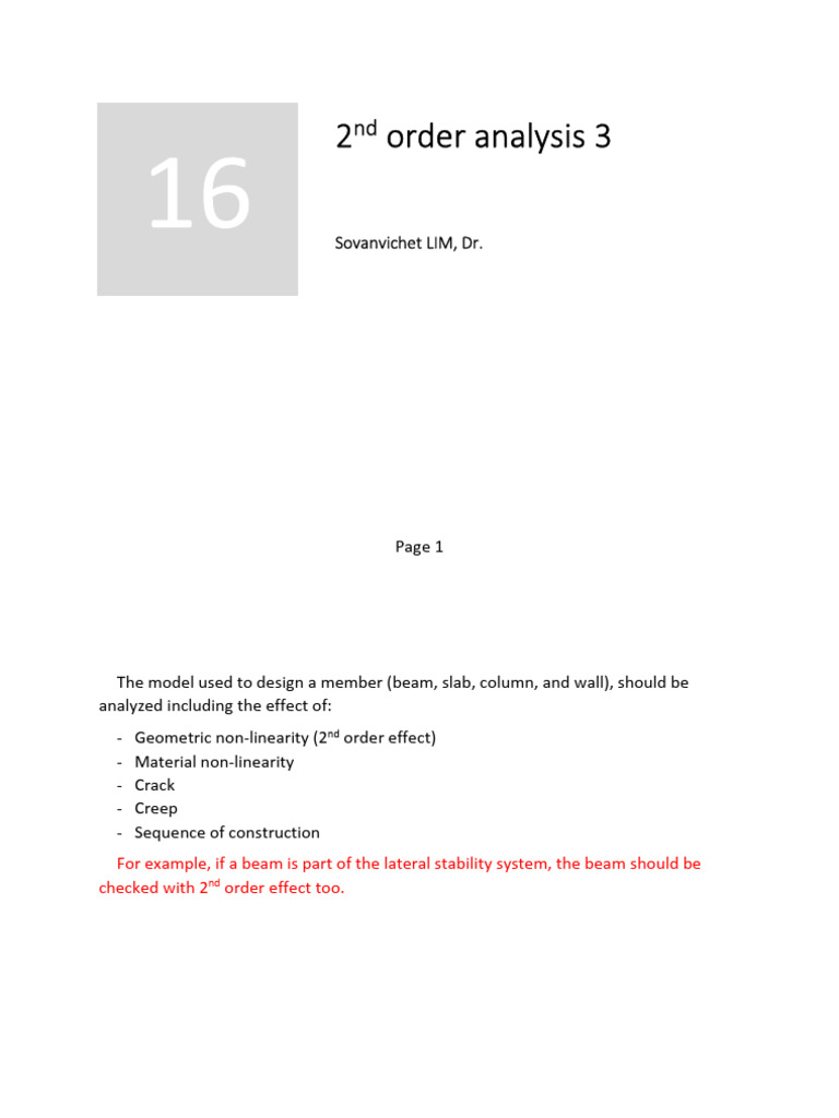 Chapter - 16 Second Order Analysis - 3 | PDF | Buckling | Beam (Structure)