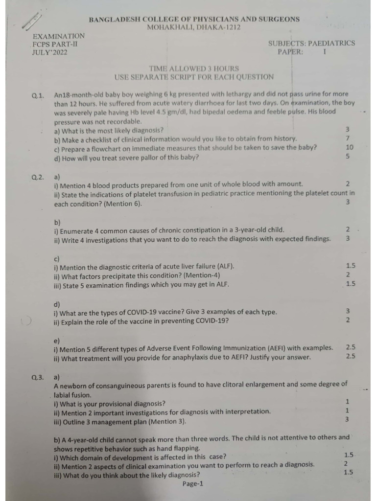 Question Bank FCPS | PDF