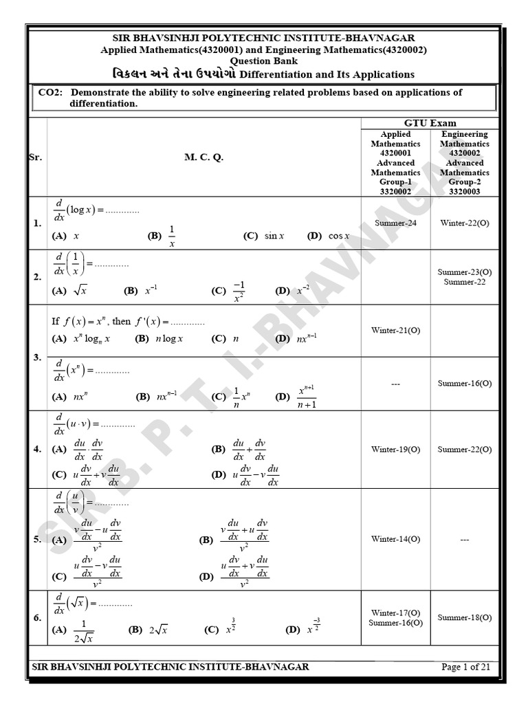 Engineering Mathematics Question Bank | PDF | Mathematics | Science