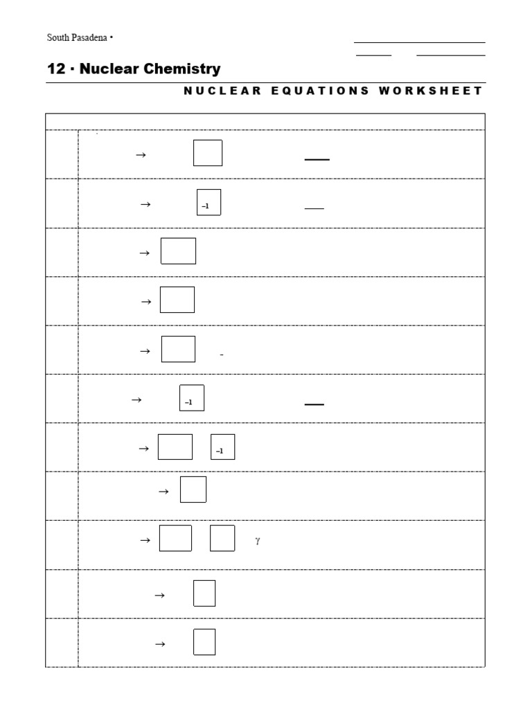 Nuclear Chemistry Equations Worksheet | PDF | Radioactive Decay ...