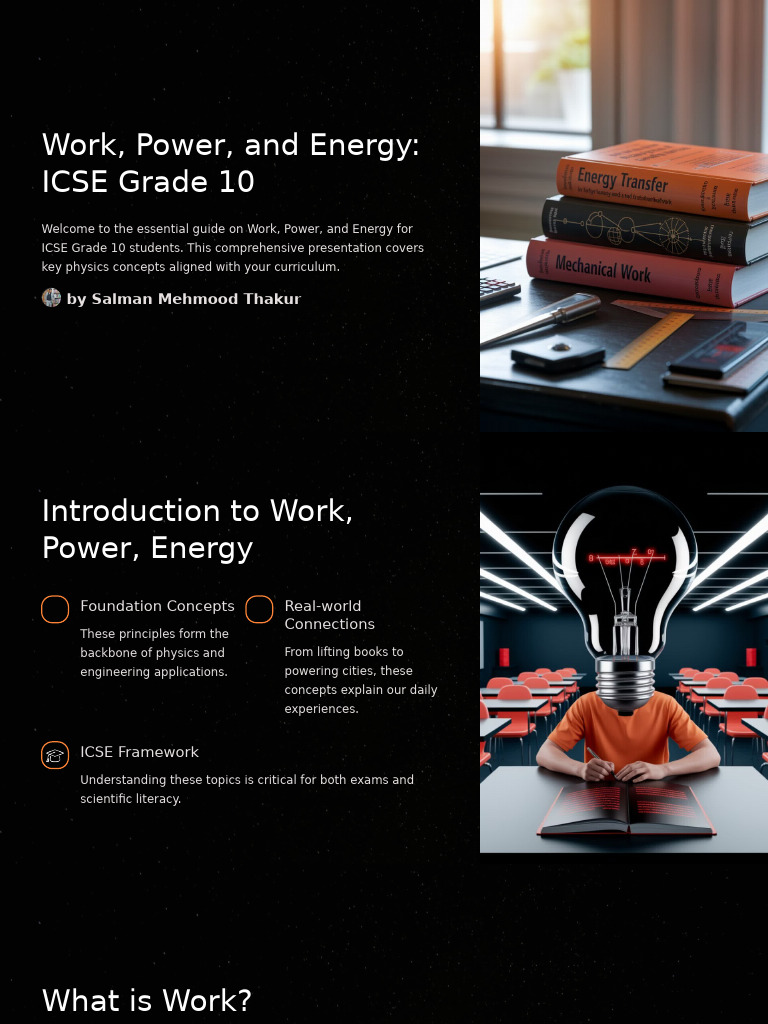 Work Power and Energy ICSE Grade 10 | PDF | Force | Metrology