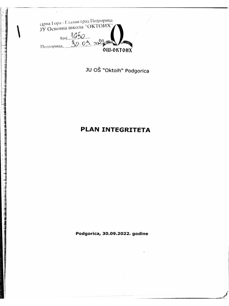 Plan Integriteta 1 | PDF