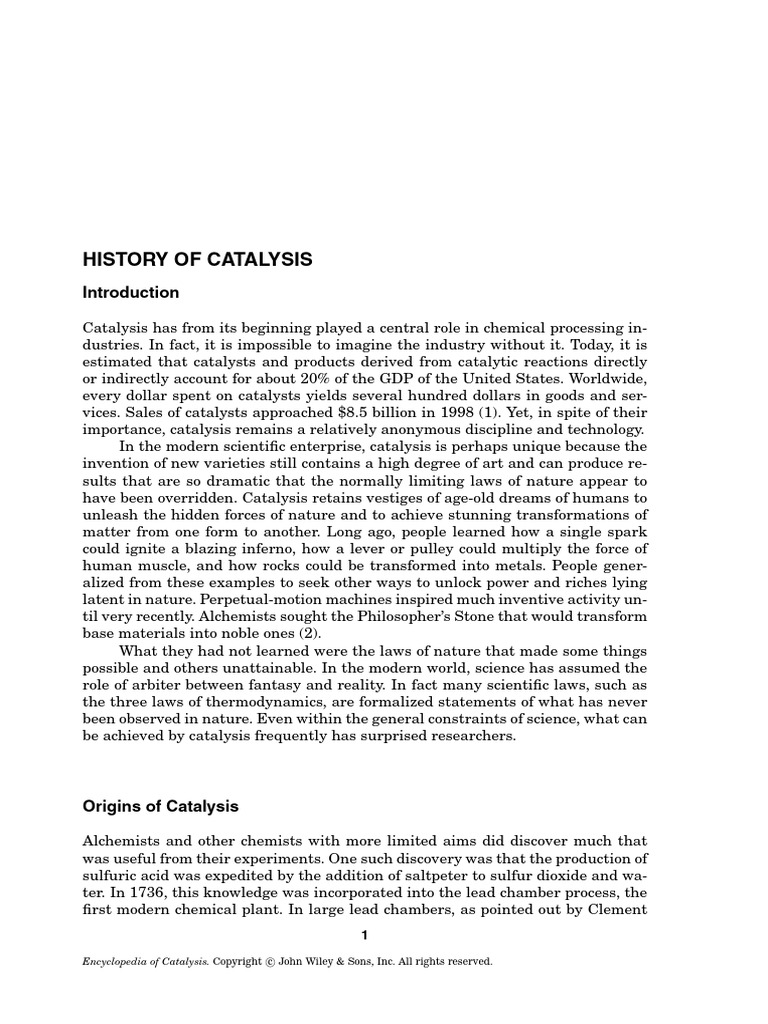 2025-History of Catalysis | PDF | Catalysis | Adsorption