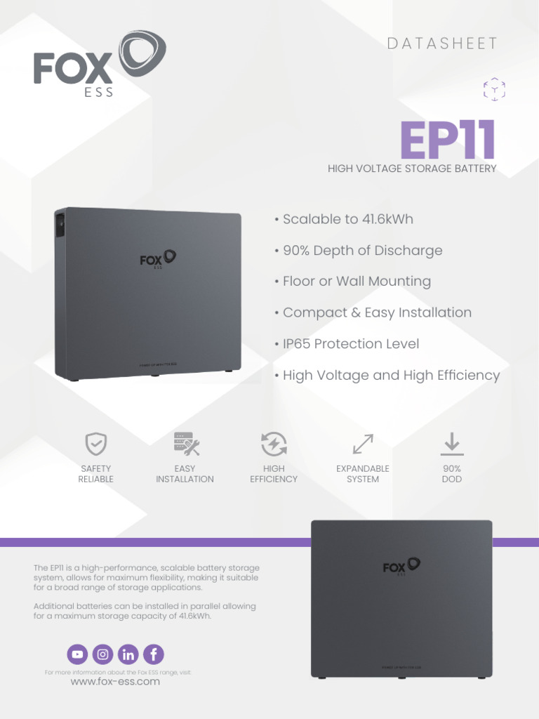 EP11 High-Performance Battery Datasheet | PDF | Rechargeable Battery ...