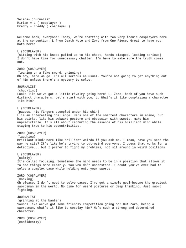 Roleplay Script | PDF | Cosplay