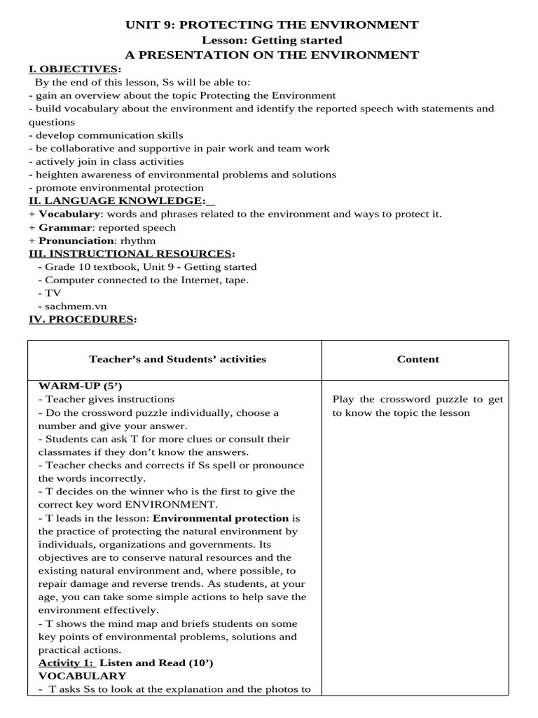 Environmental Protection Lesson Plan | PDF | Word | Noun