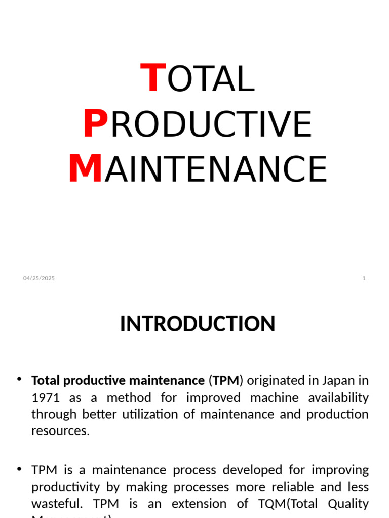 TPM, Reliability and FMEA | PDF | Business | Business Process