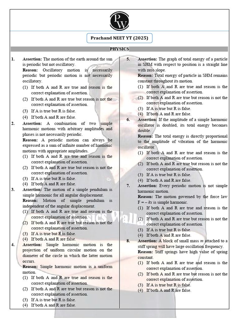 AR DOC SHM For NEET | PDF | Oscillation | Pendulum