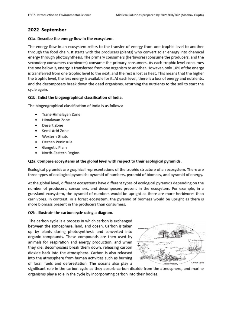 Practice Paper With Soln | PDF | Ecosystem | Conservation Biology