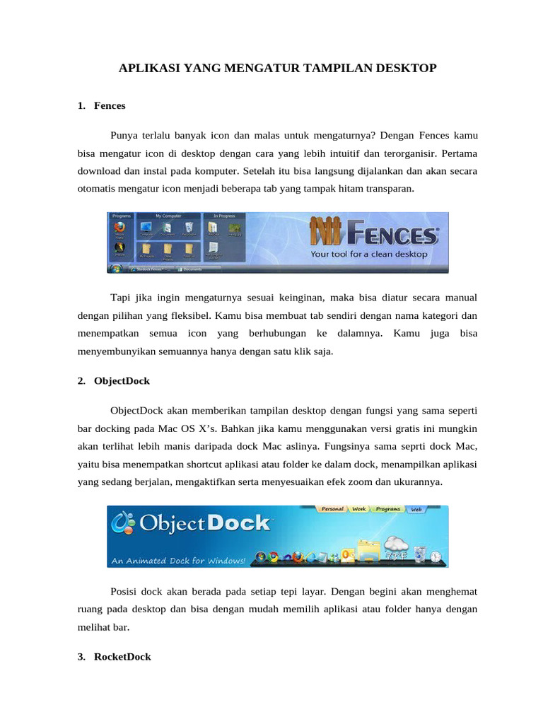 Aplikasi Pengatur Tampilan Desktop | PDF