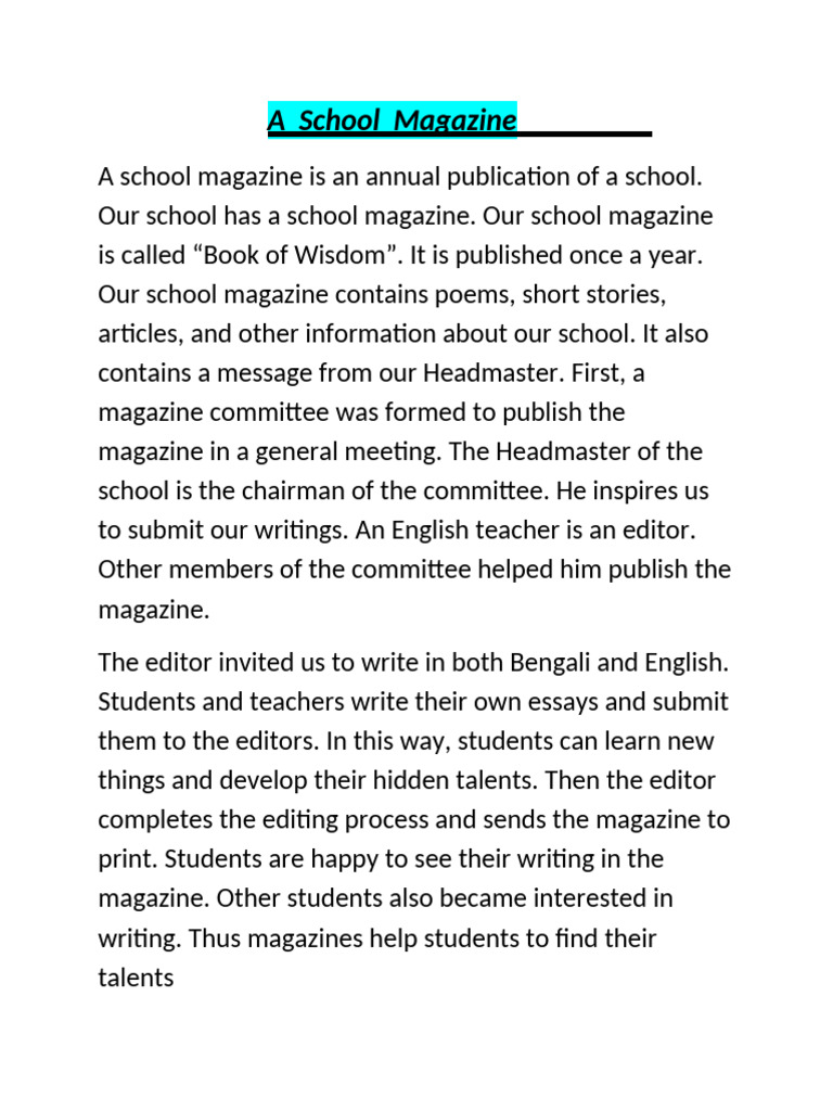 School Magazine | PDF