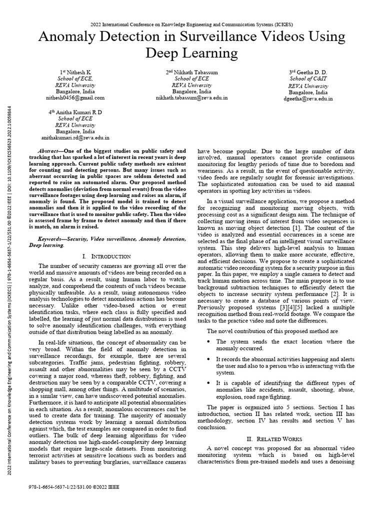 Anomaly Detection in Surveillance Videos Using Deep Learning | PDF ...