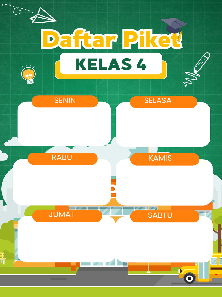 Hijau dan Oranye Illustratif Modern Poster Daftar Piket Kelas (2) | PDF