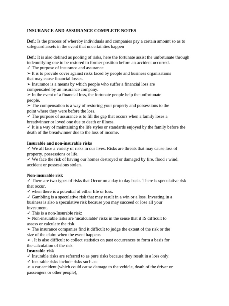 Insurable vs Non-Insurable Risks Explained | PDF | Insurance | Indemnity