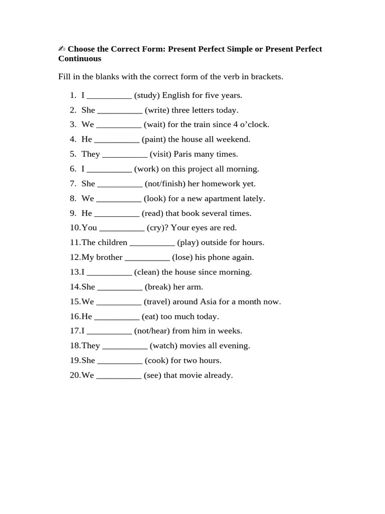 Present Perfect Simple and Present Perfect Continuous | PDF