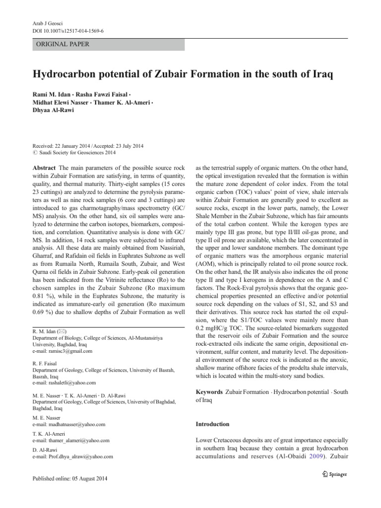 Hydrocarbon Potential of Zubair Formation | PDF | Earth Sciences | Geology