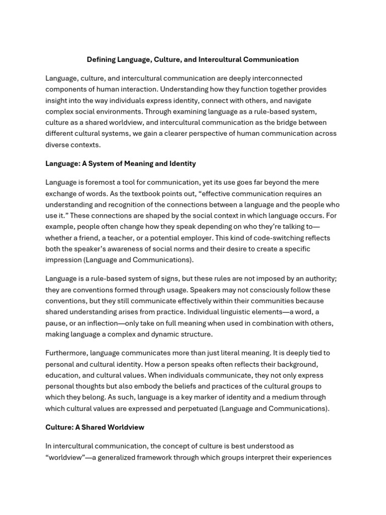 Language, Culture, and Communication Insights | PDF | Cross Cultural ...