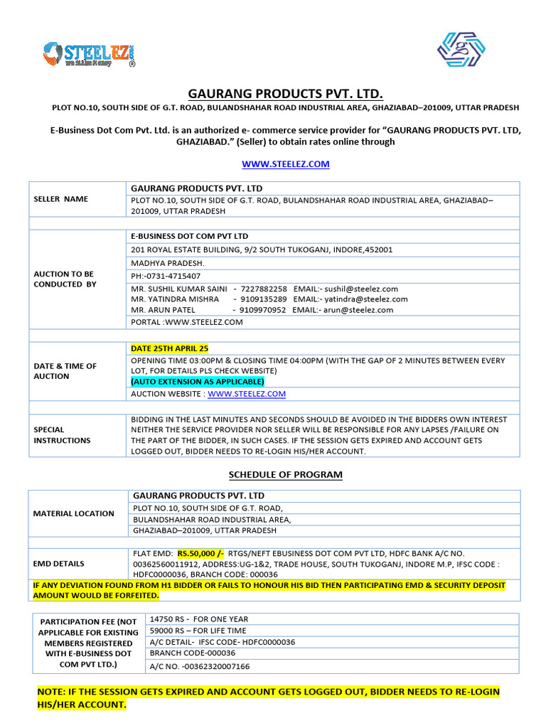 Gaurang Products PVT LTD 25TH April 25 | PDF | Auction