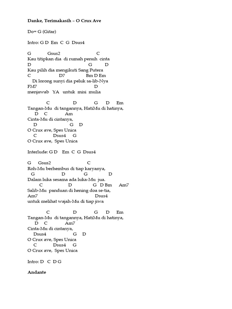O Crux Ave - Danke - G | PDF