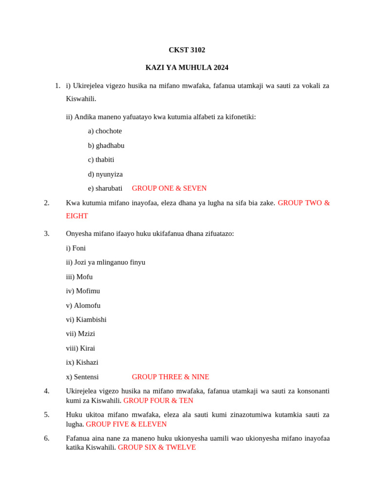 CKST 3102 Cat Assignment 2024 | PDF