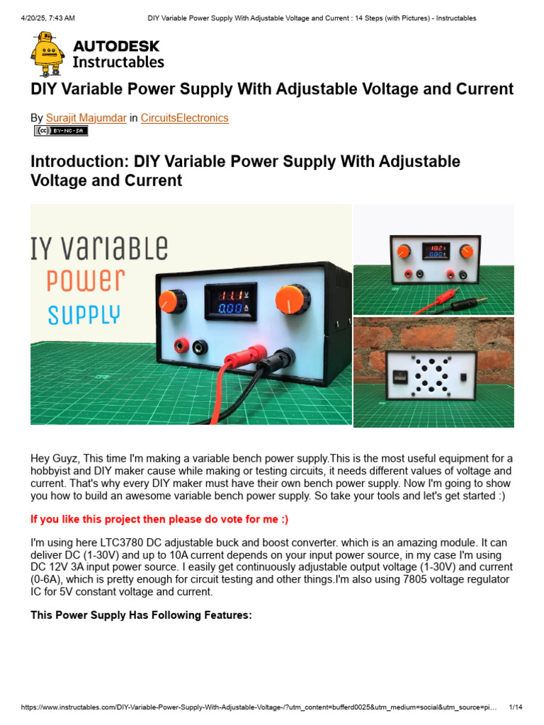 DIY Variable Power Supply With Adjustable Voltage and Current - 14 Steps (With Pictures ...