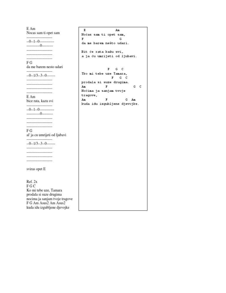 Tamara-Boris Novkovic Akordi | PDF