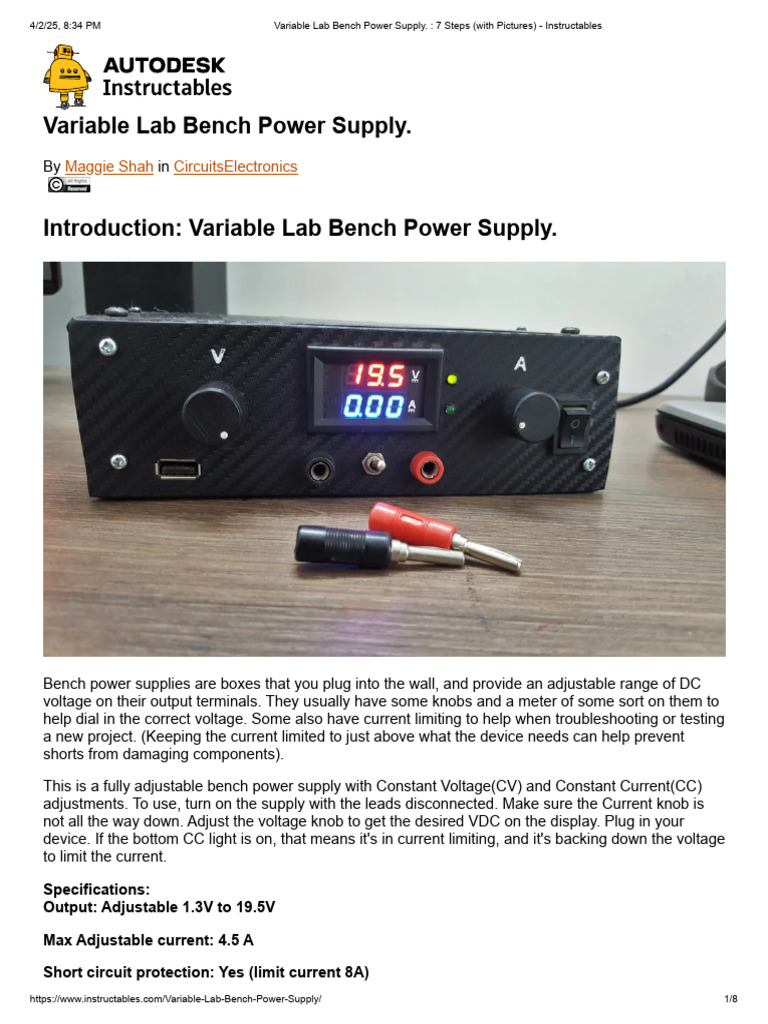 Variable Lab Bench Power Supply. - 7 Steps (With Pictures) - Instructables | PDF | Power Supply ...