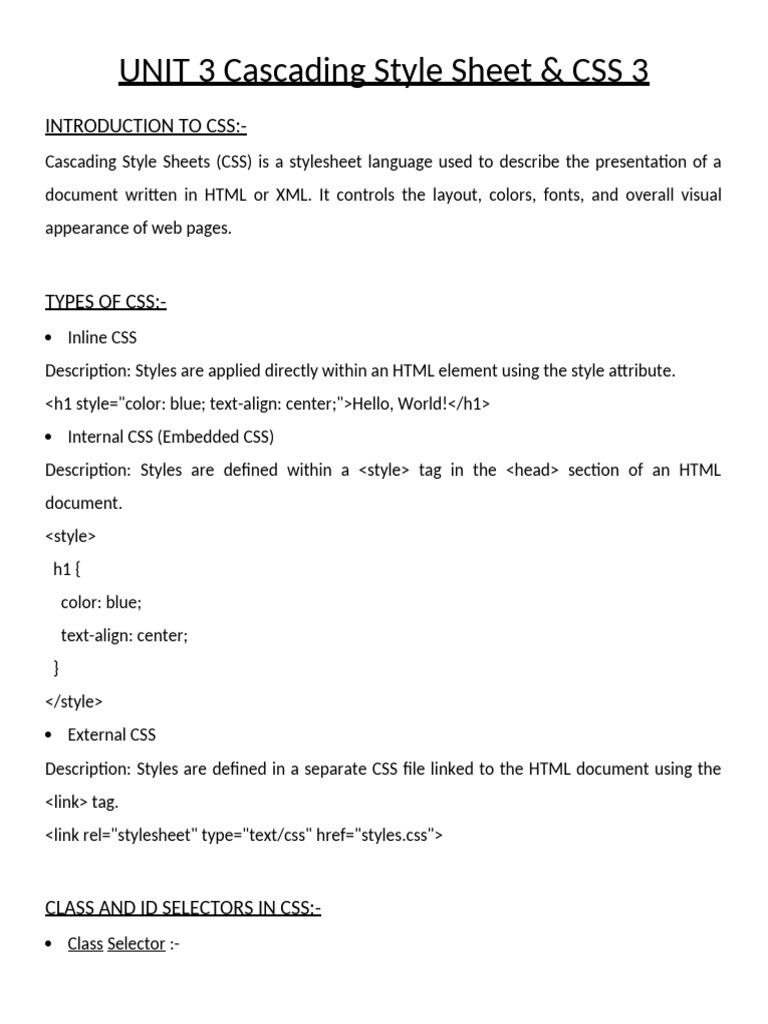 UNIT 3 Cascading Style Sheet | PDF | Typefaces | Graphic Design