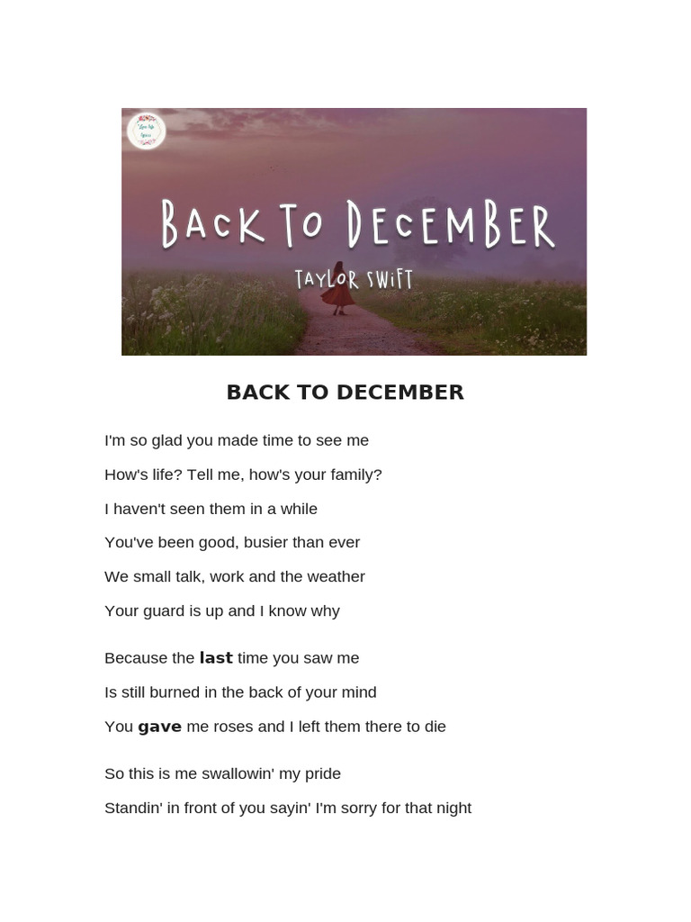"Back to December: A Heartfelt Apology" | PDF