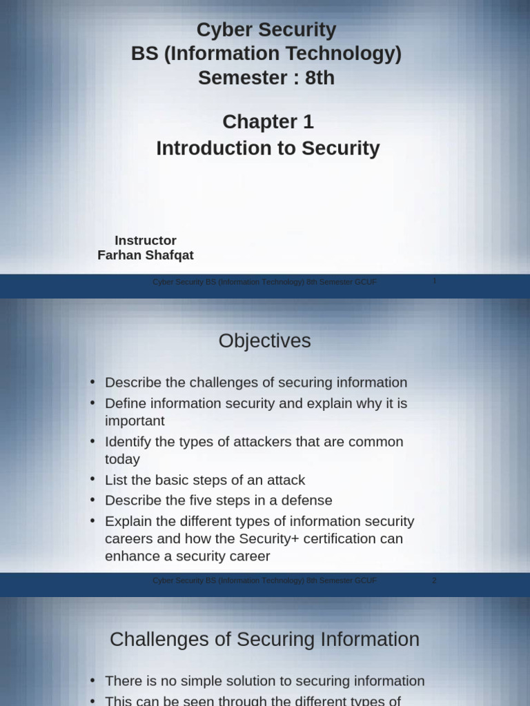 Cyber Security CH # 01 | PDF | Security | Computer Security