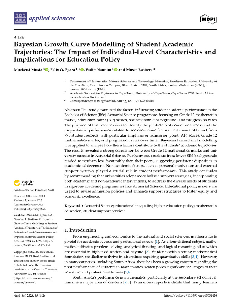 Bayesian Modelling of Student Success Factors | PDF | Socioeconomic ...
