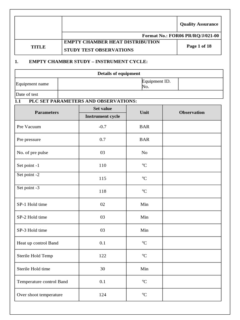 Format - 06 Empty Chamber Study Instrument Cycle | PDF | Vacuum ...