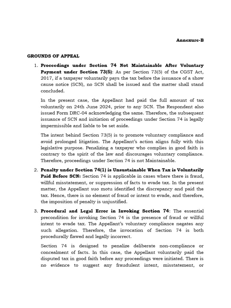Appeal Against Section 74 Proceedings | PDF | Taxes | Appeal