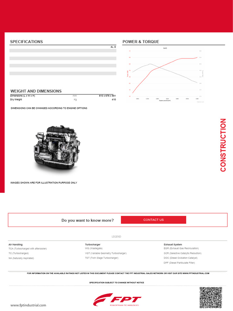 FPT N45 Off-Road Engine Specs | PDF | Diesel Engine | Internal ...