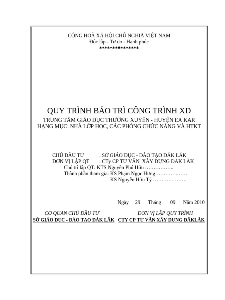 Quy Trinh Bao Tri | PDF