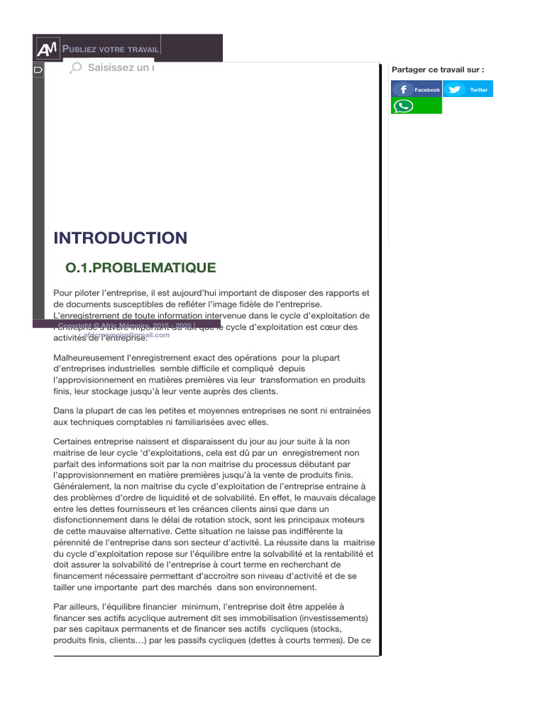 Gestion du cycle d'exploitation et performance PME | PDF | Business ...