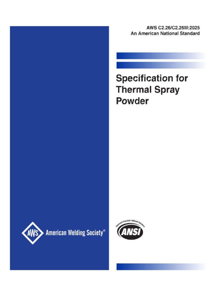 AWS C2.26 C2.26M Specification For Thermal Spray Powder 2025 | PDF